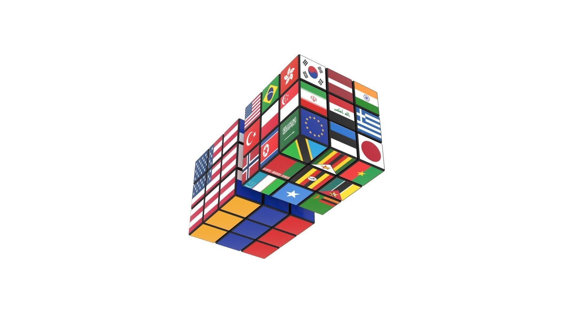 Rubiks Cubes With Flags 3D model | CGTrader