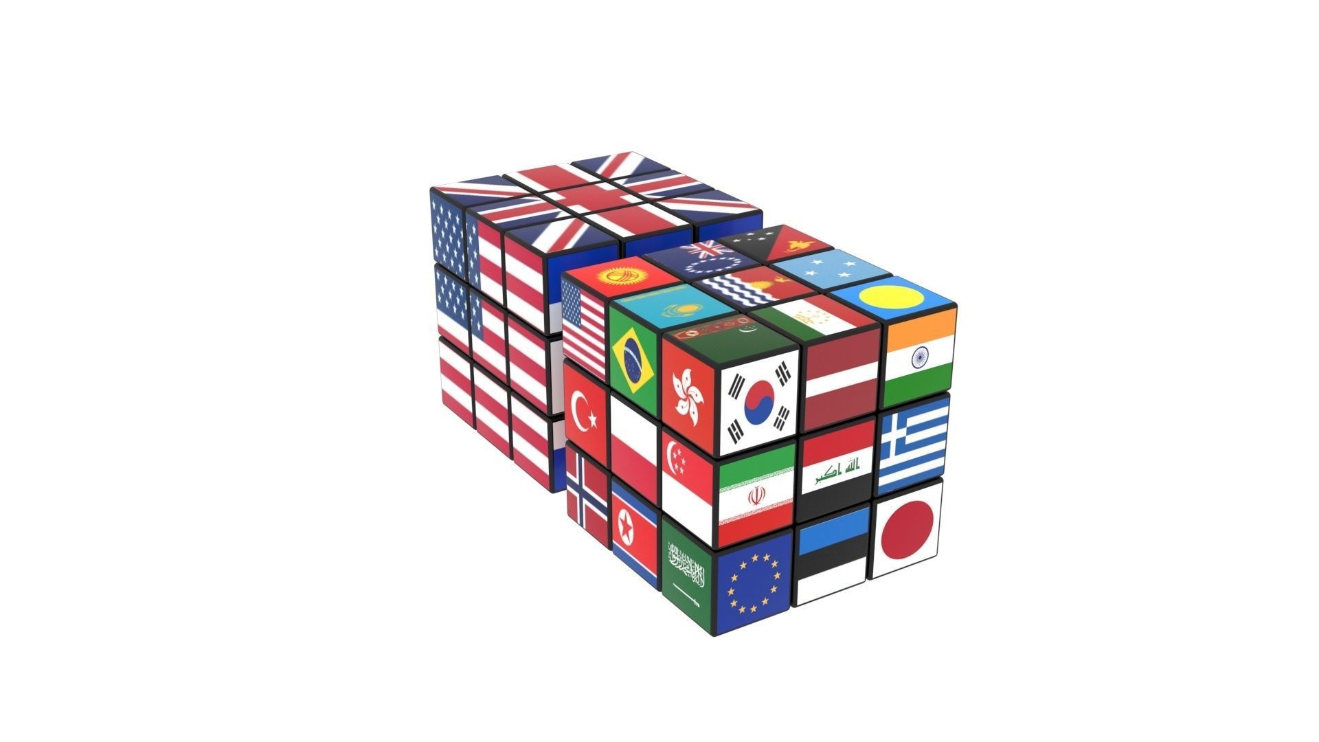 Rubiks Cubes With Flags 3D model | CGTrader