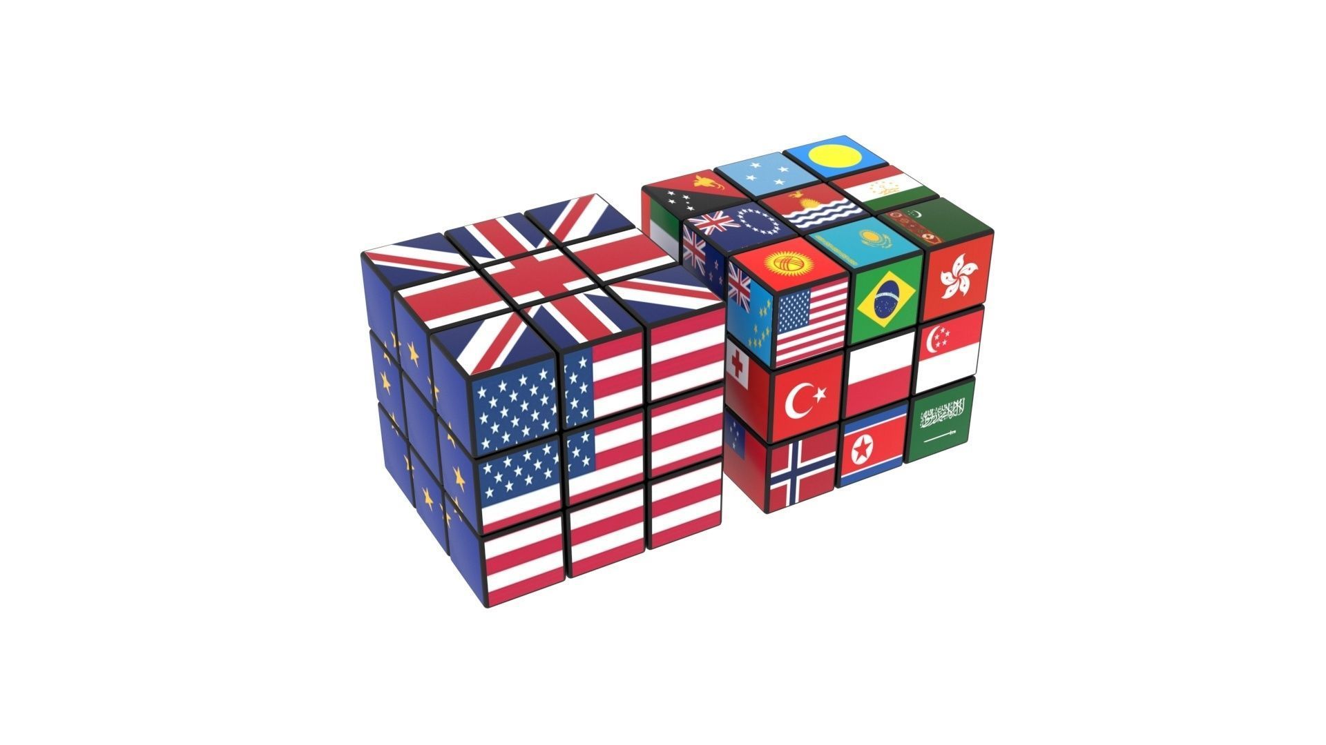 Rubiks Cubes With Flags 3D model | CGTrader