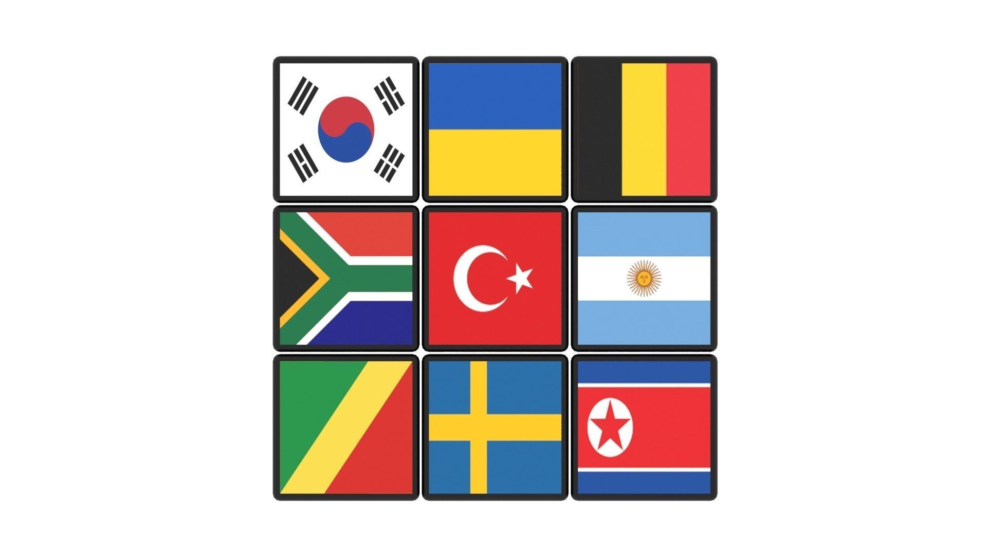 Rubiks Cube With Flags 3D model | CGTrader