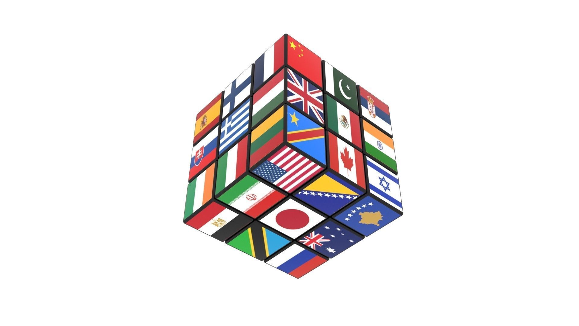 Rubiks Cube With Flags 3D model | CGTrader