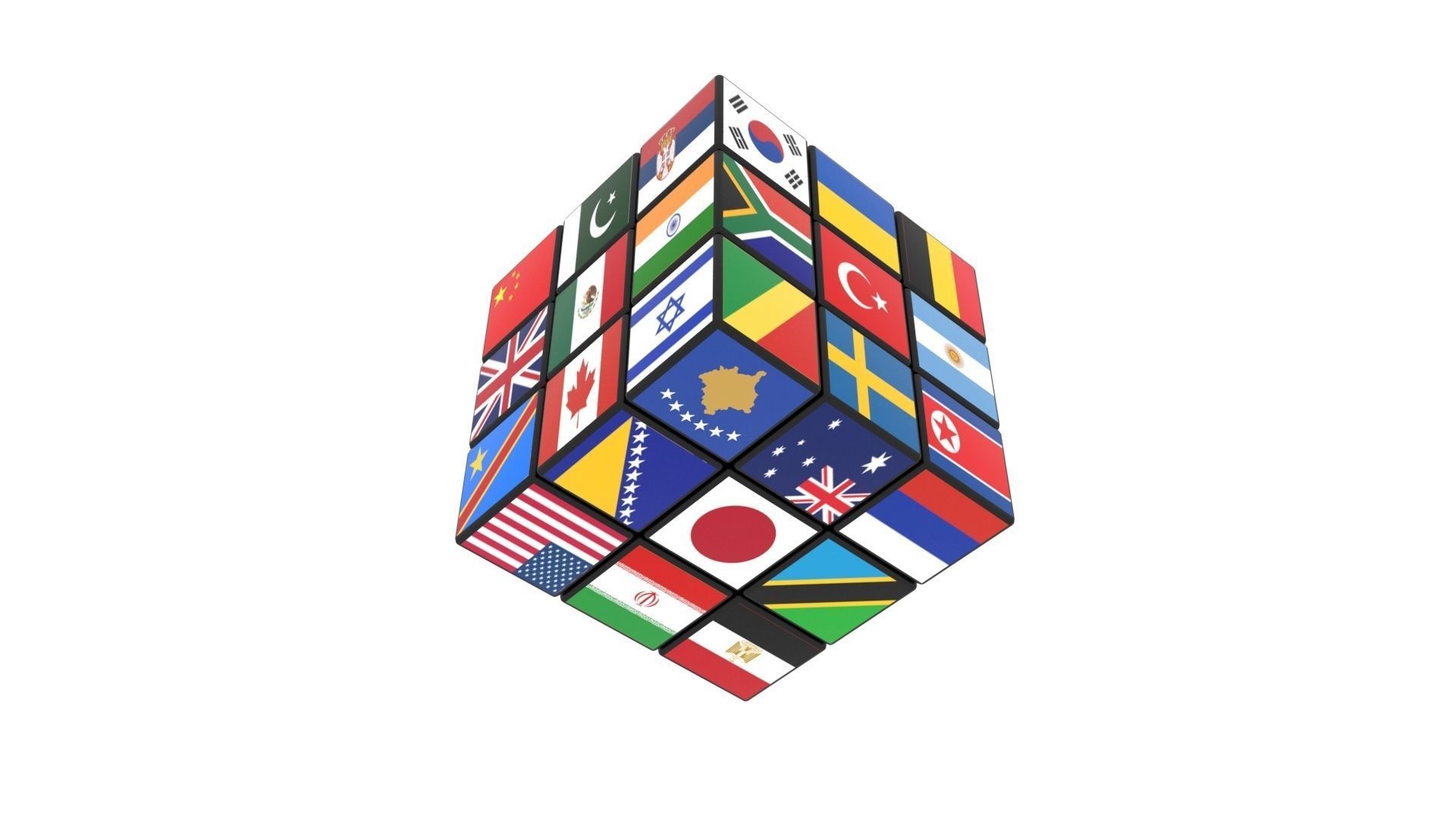 Rubiks Cube With Flags 3D model | CGTrader