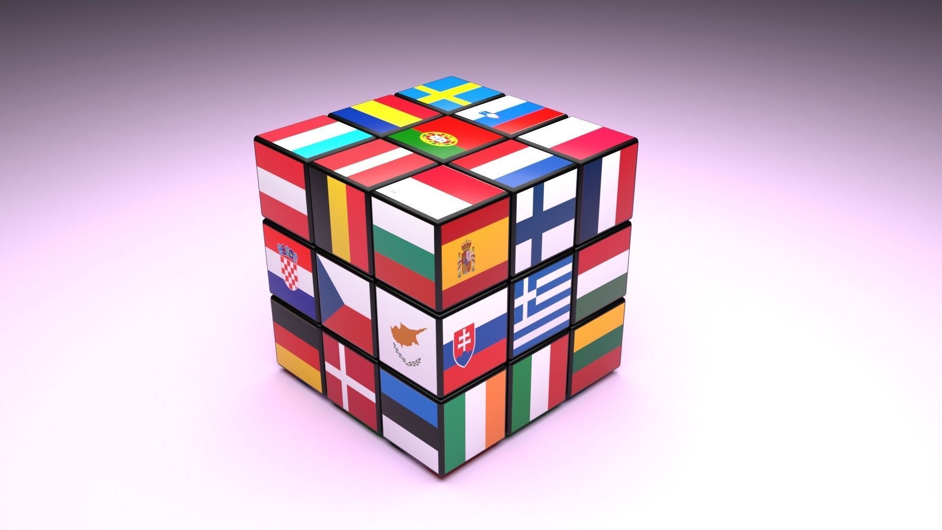 Rubiks Cube With Flags 3D model | CGTrader