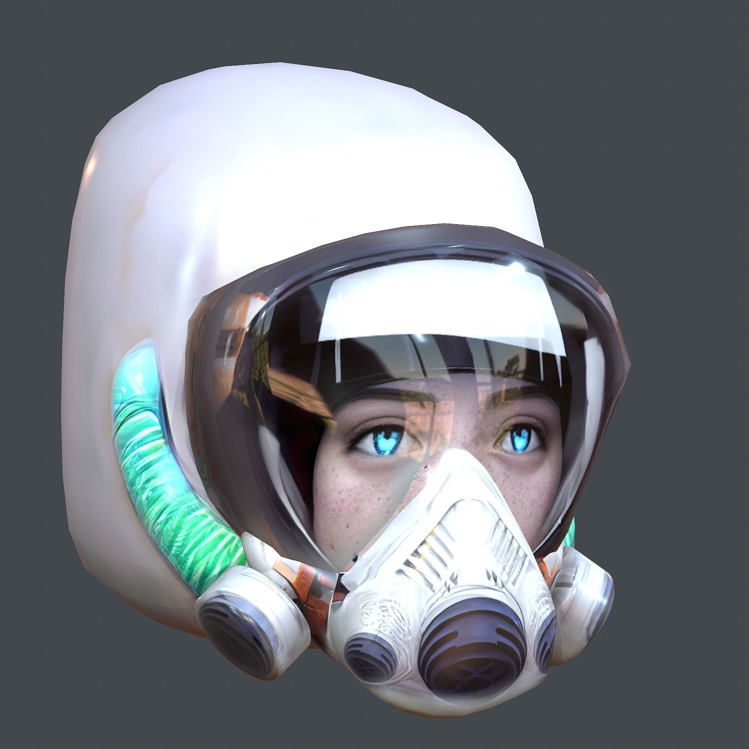 3D model Gas mask helmet scifi character game space VR / AR / low-poly ...