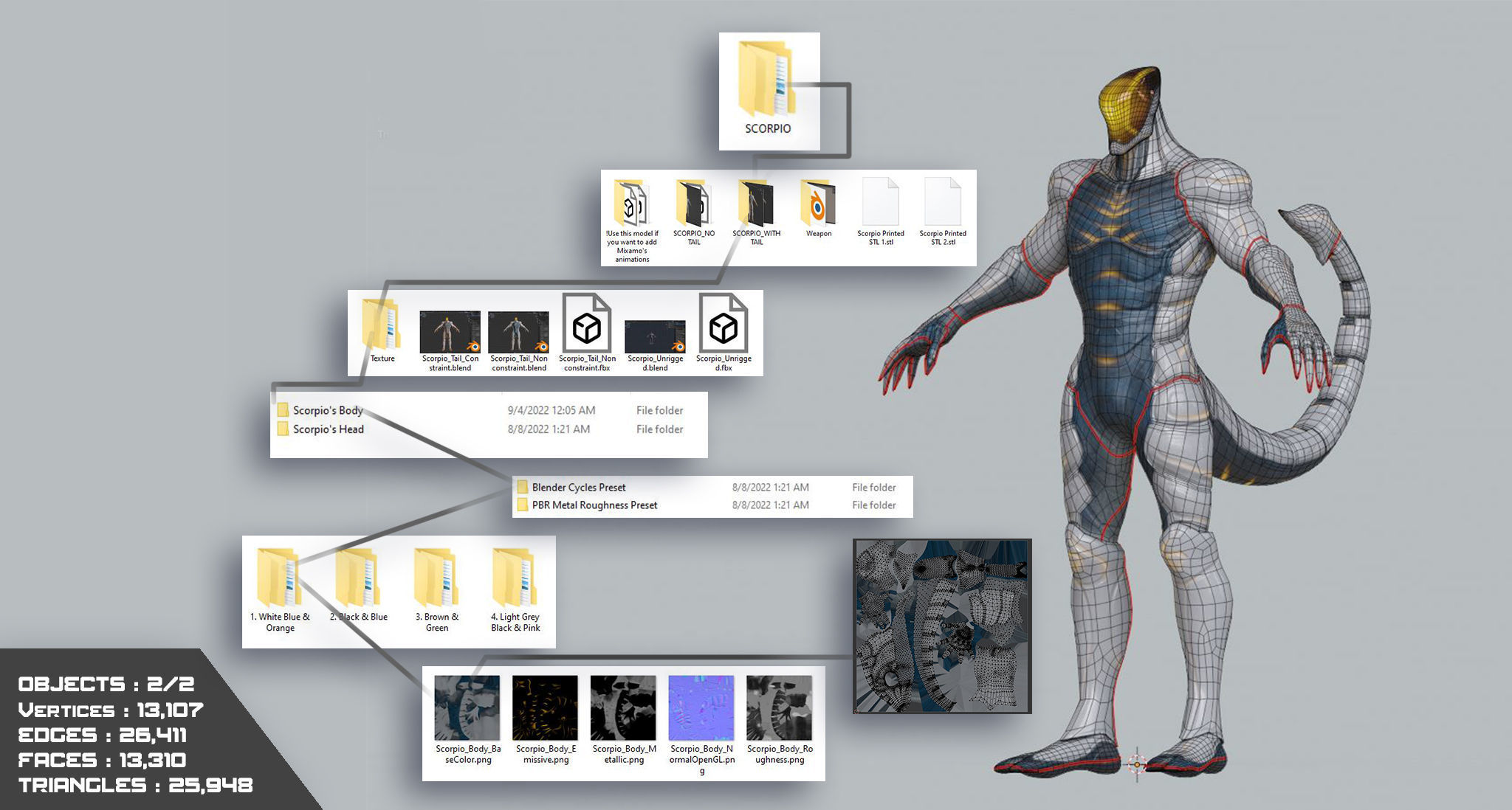 3D model Low Poly - Cyborg Zodiac Theme - Scorpio VR / AR / low-poly ...