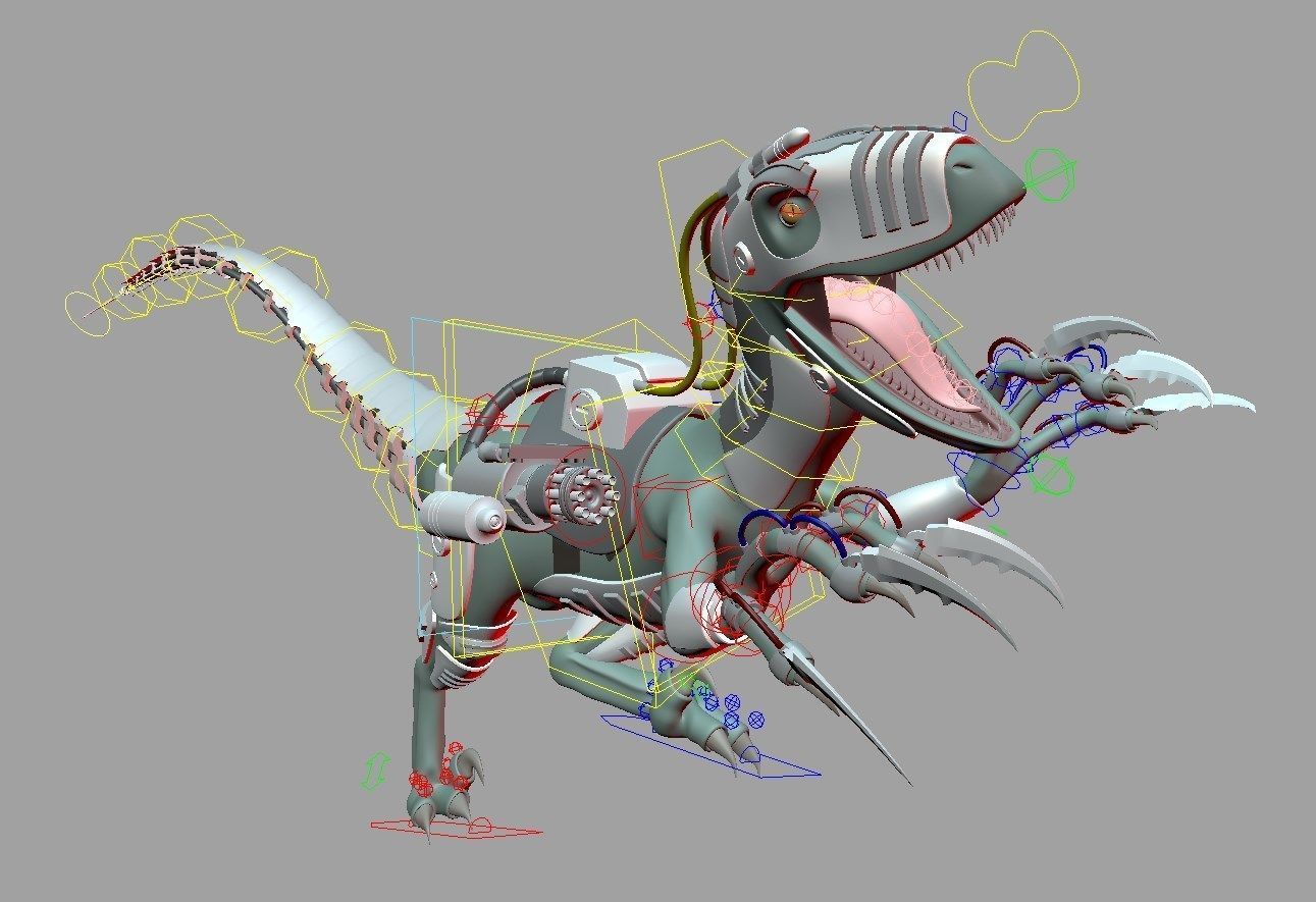Weaponized Velociraptor - Rig 3D model rigged | CGTrader