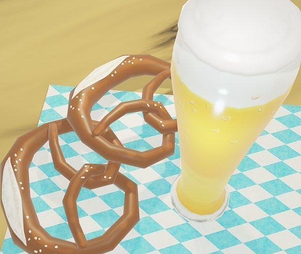 Pretzel and Wheat beer free VR / AR / low-poly 3D model | CGTrader