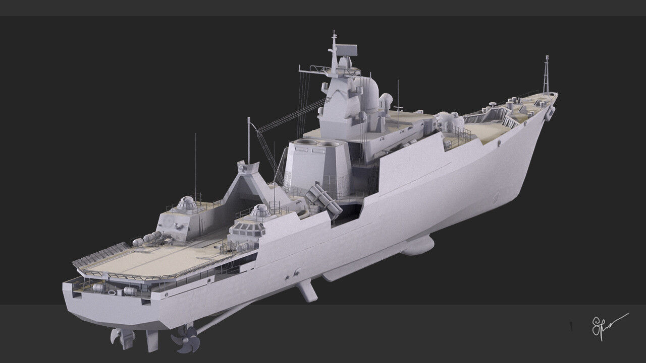 3D model Ship Gepard 3 Class 011 Dinh Tien Hoang VR / AR / low-poly ...