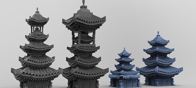 4 Stylized Chinese tower 3D model | CGTrader
