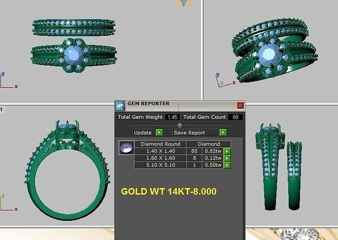 vintage halo engagement ring set 3D model 3D printable | CGTrader