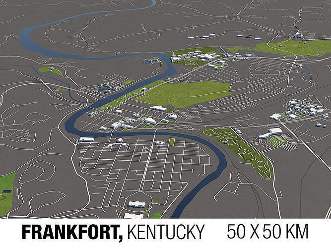 Frankfort Kentucky USA 50x50km 3D City Map 3D model | CGTrader