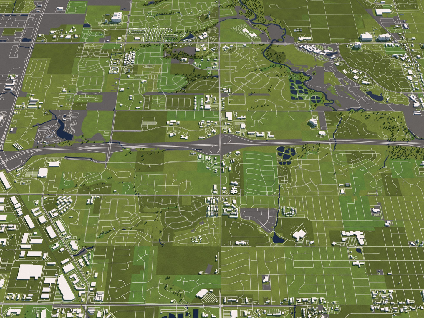 Des Moines Iowa USA 50x50km 3D City Map 3D model | CGTrader