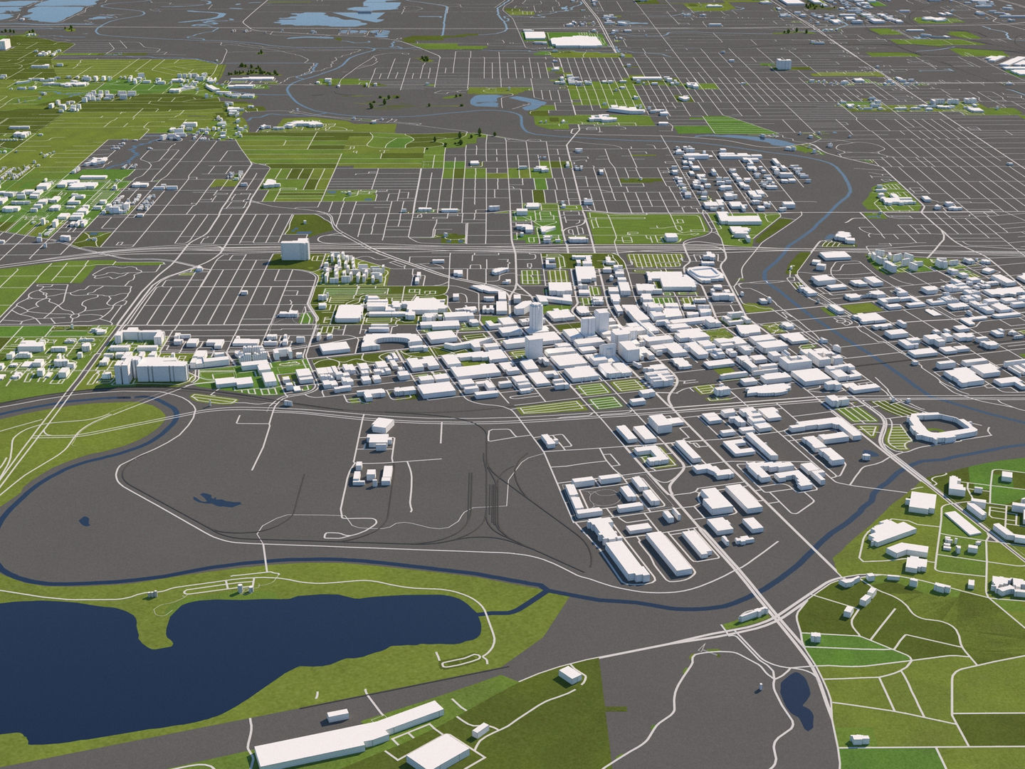 Des Moines Iowa USA 50x50km 3D City Map 3D model | CGTrader