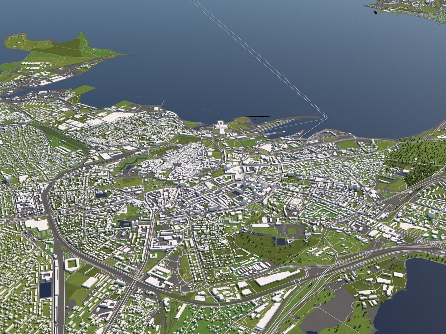 Tallinn Estonia 50x50km 3D City Map 3D model | CGTrader