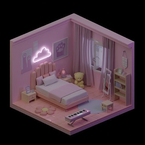3D model Pink Room 3d model VR / AR / low-poly | CGTrader