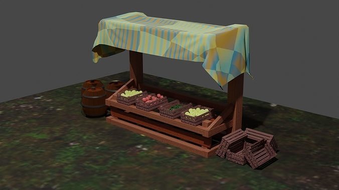 3D model Shop pack in medieval style PBR Low poly game ready VR / AR ...