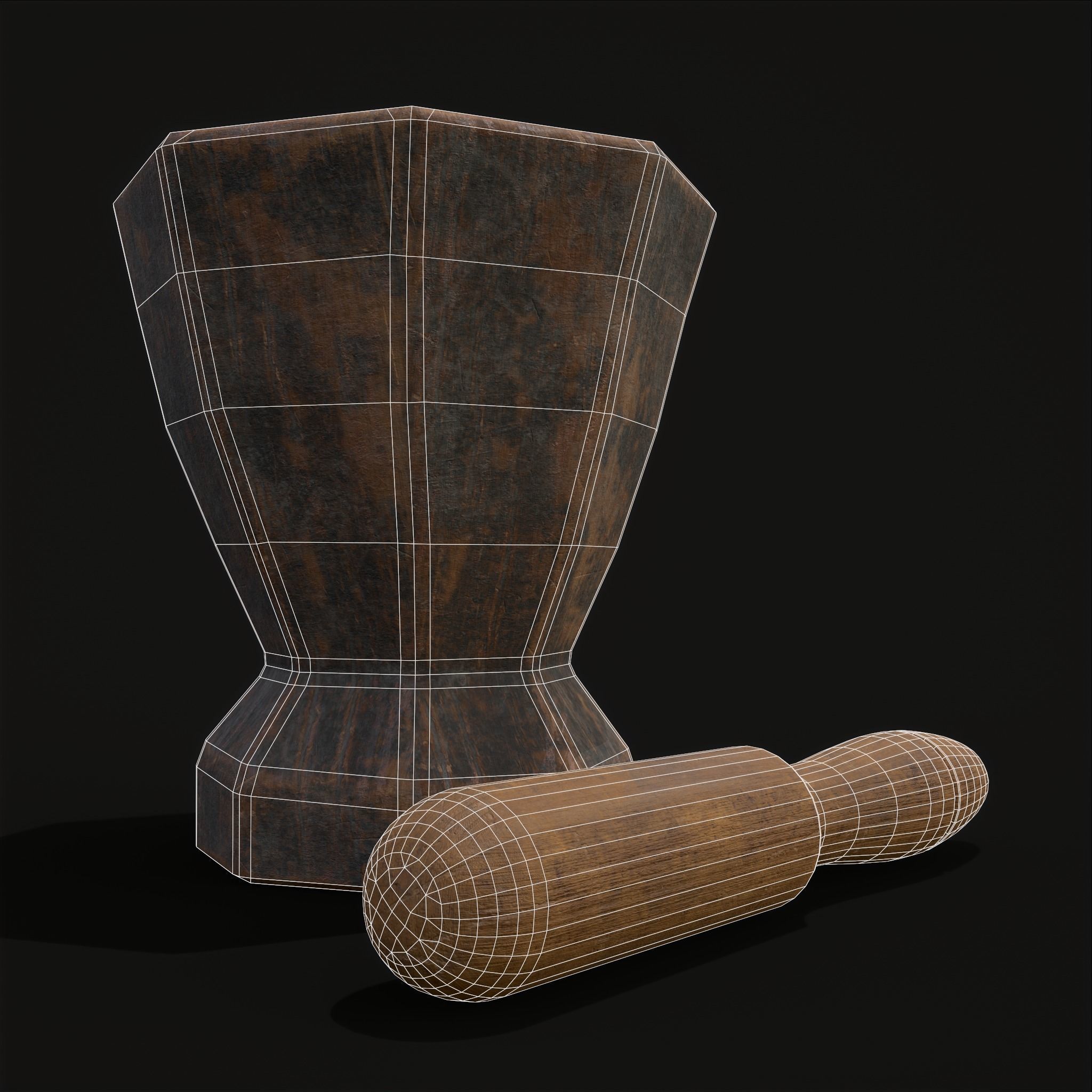 3D model Medieval Wooden Mortar and Pestle VR / AR / low-poly | CGTrader