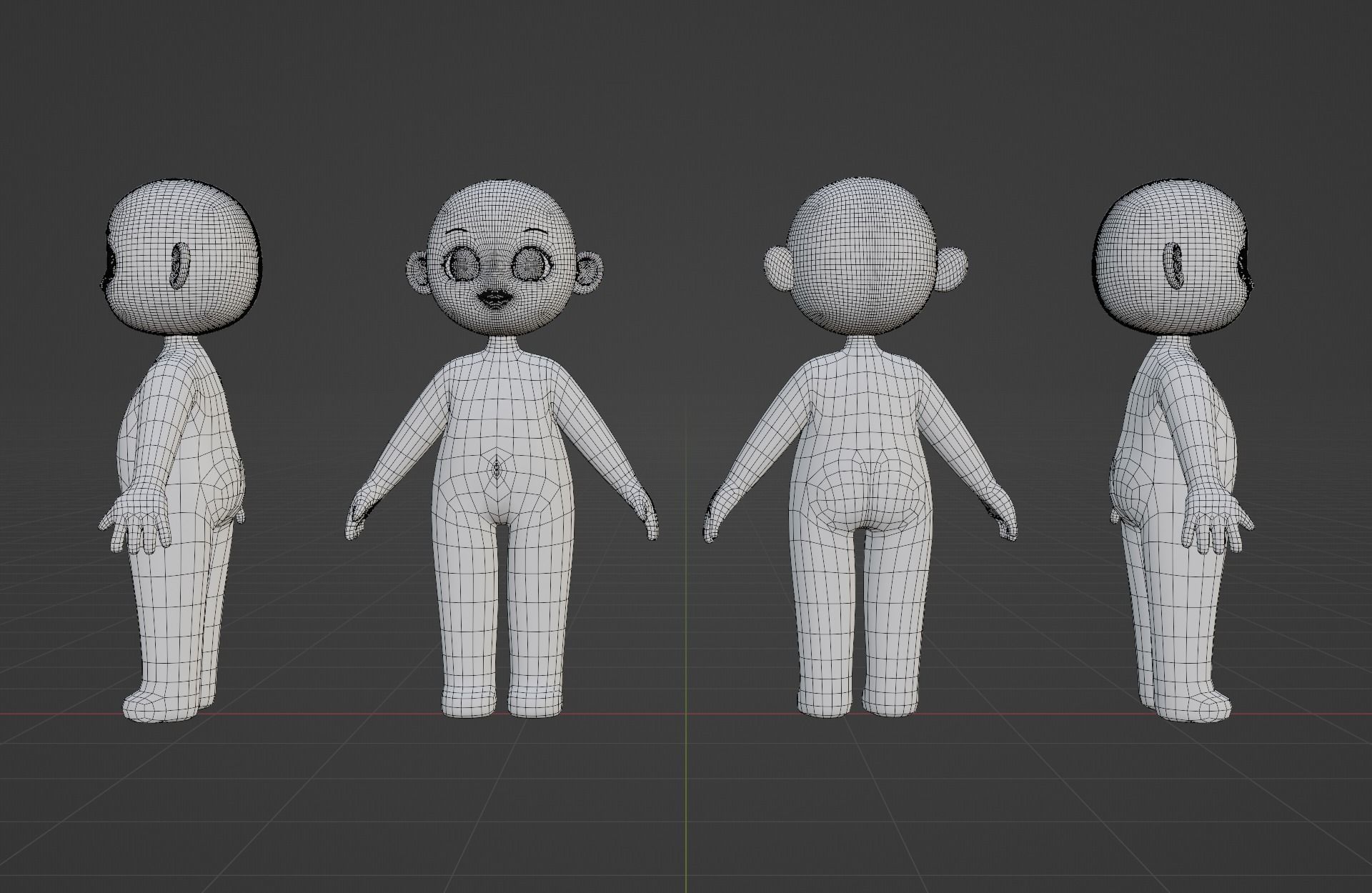 3D model Base Meshes Character Starter Kit Cute Anime Chibi Girl VR ...