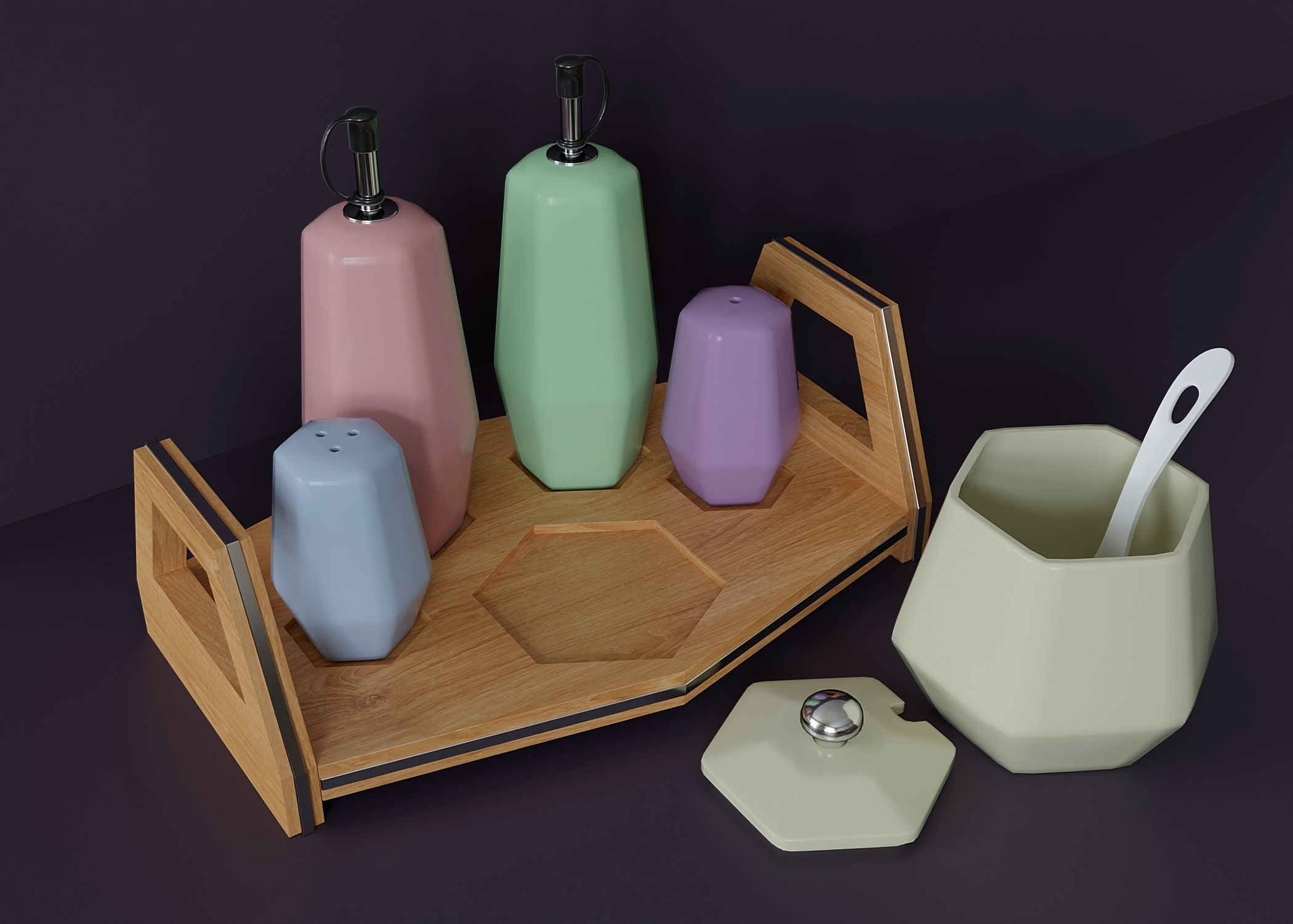 3D model Table set for condiments 3 VR / AR / low-poly | CGTrader
