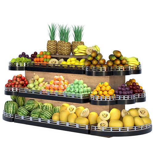Showcase with fruits and products Supermarket 2 3D model | CGTrader