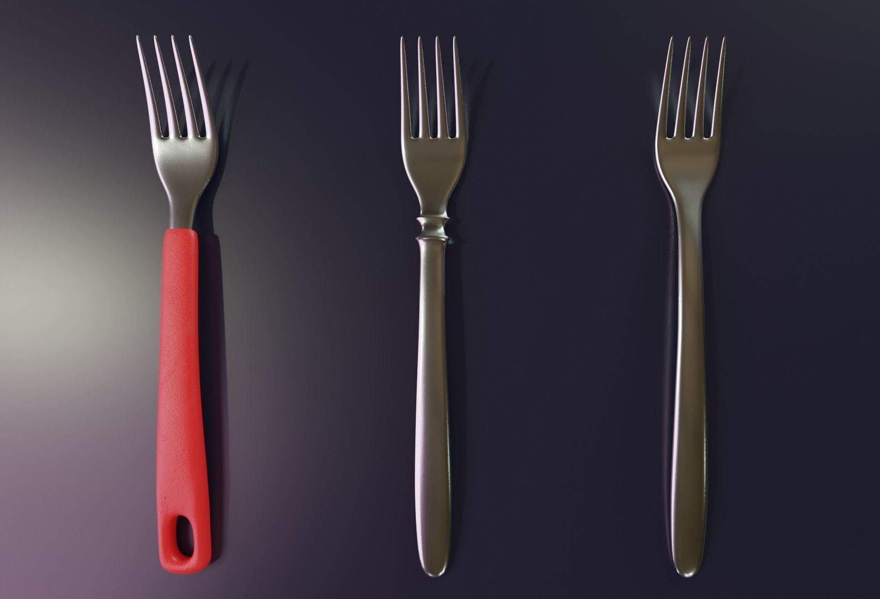 3D model Fork - Pack of three forks VR / AR / low-poly | CGTrader
