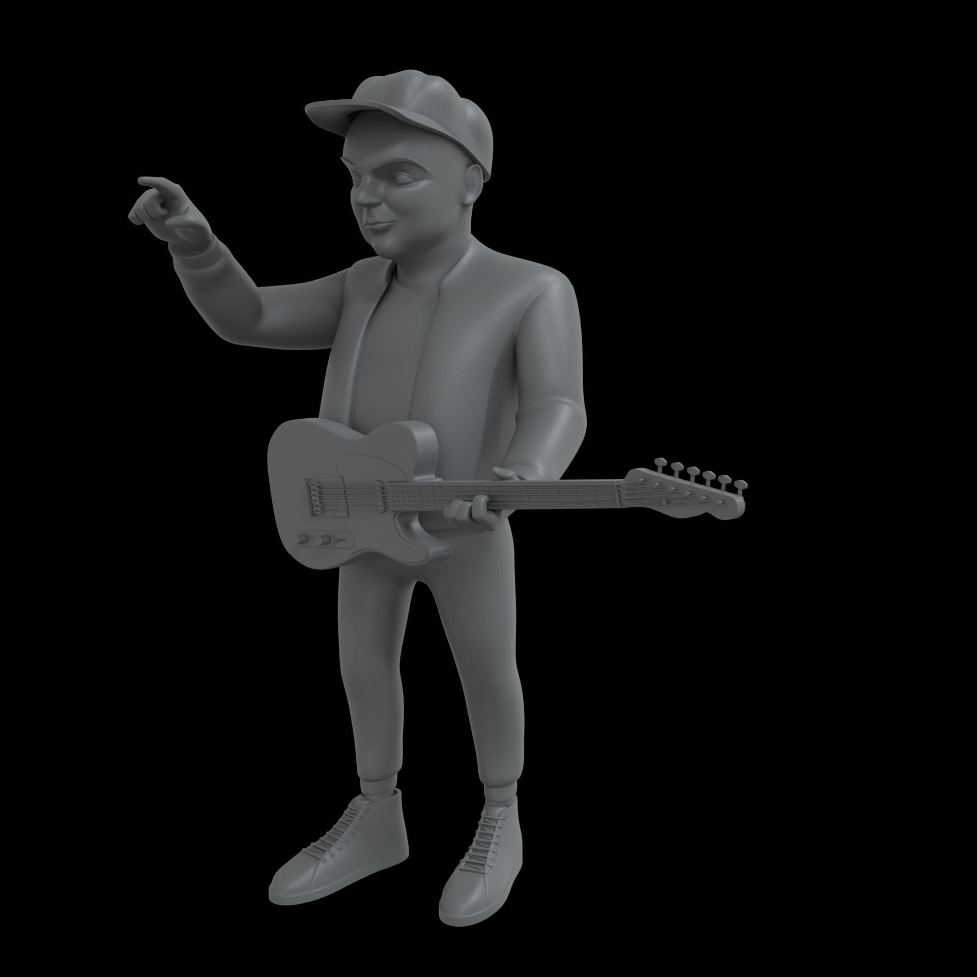 Singer man holding guitar 3D model 3D printable | CGTrader