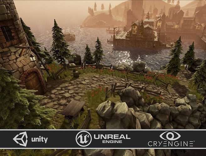 3D model Top-Down Middle Ages City Assets for Game Ready VR / AR / low ...