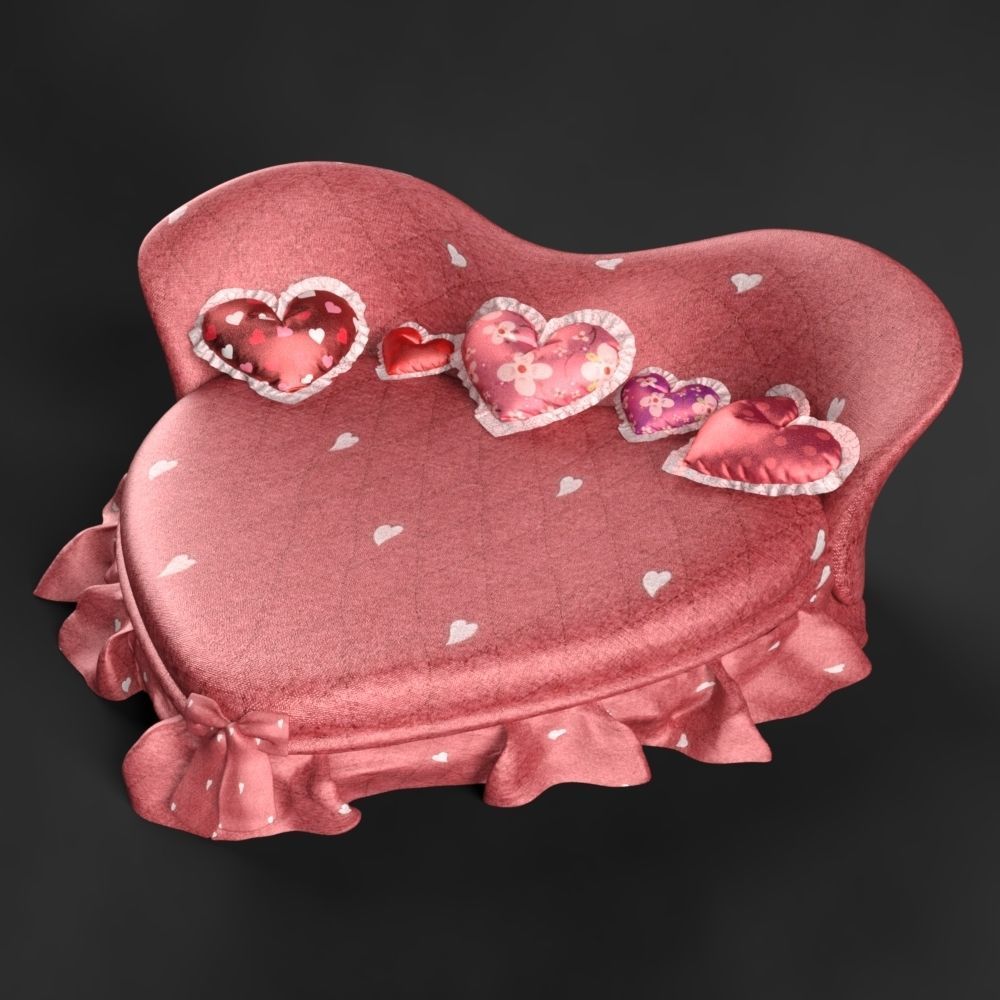 Heart Bed with Gift Room 3D model | CGTrader