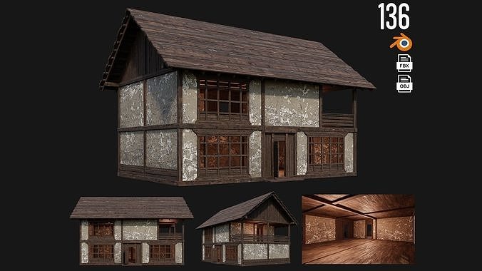 3D model Old Medieval Building 4K Textures GameReady 136 VR / AR / low ...