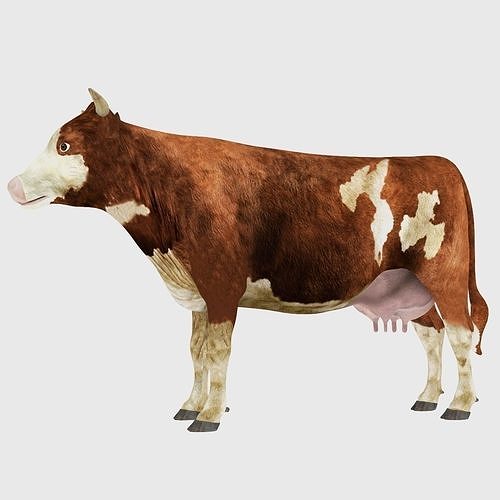 3D model Low Poly Holstein Cow Unwapped 4K And High Poly Game Ready VR ...