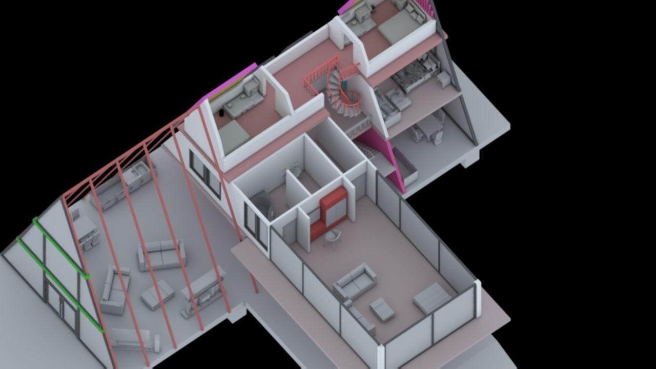 Three story A - Frame house 3ds max file 2018 2019 2020 2021 3D model ...