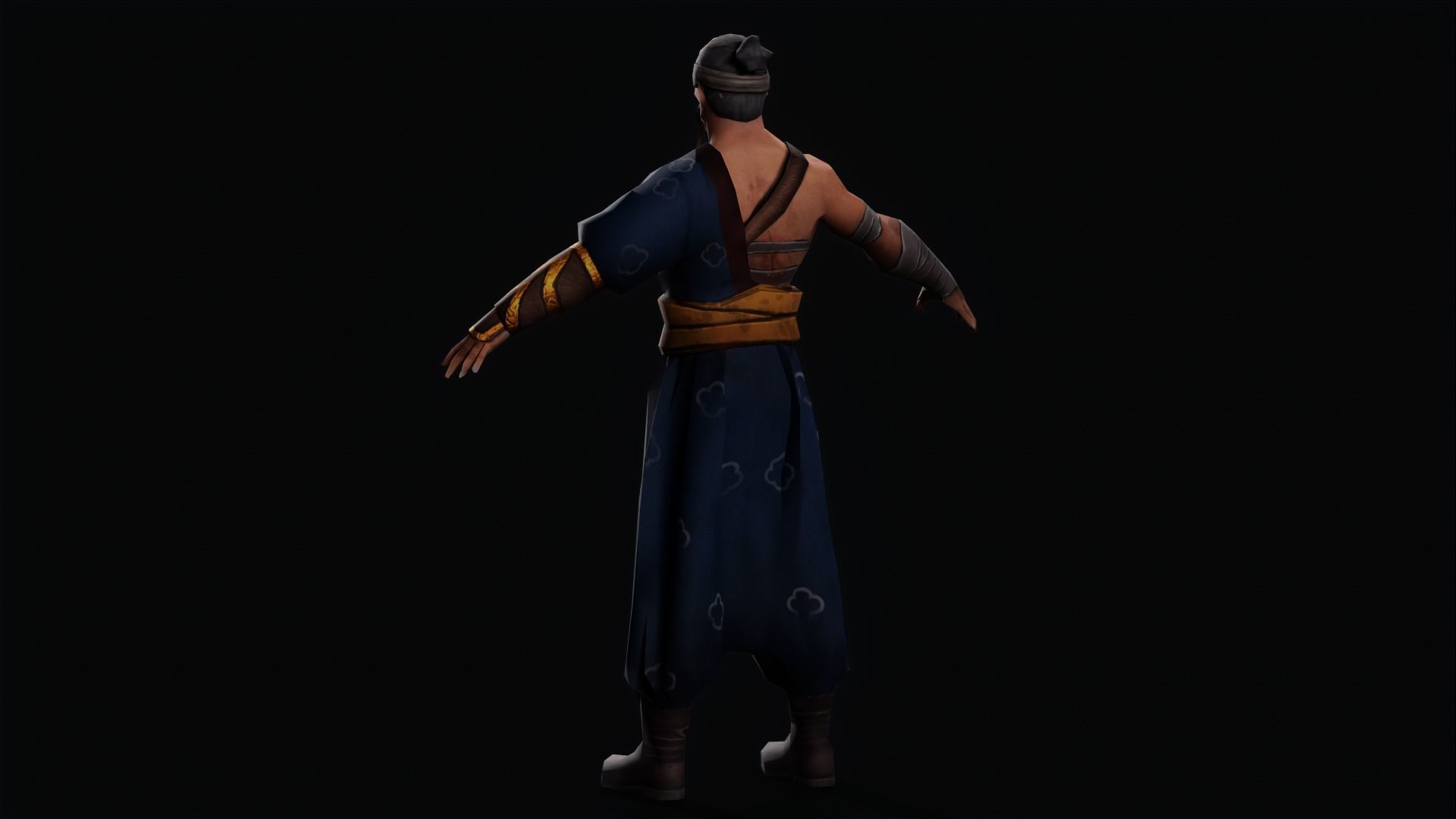 3D model Oyagi Japanese Warrior character Game Ready Low Poly VR / AR ...