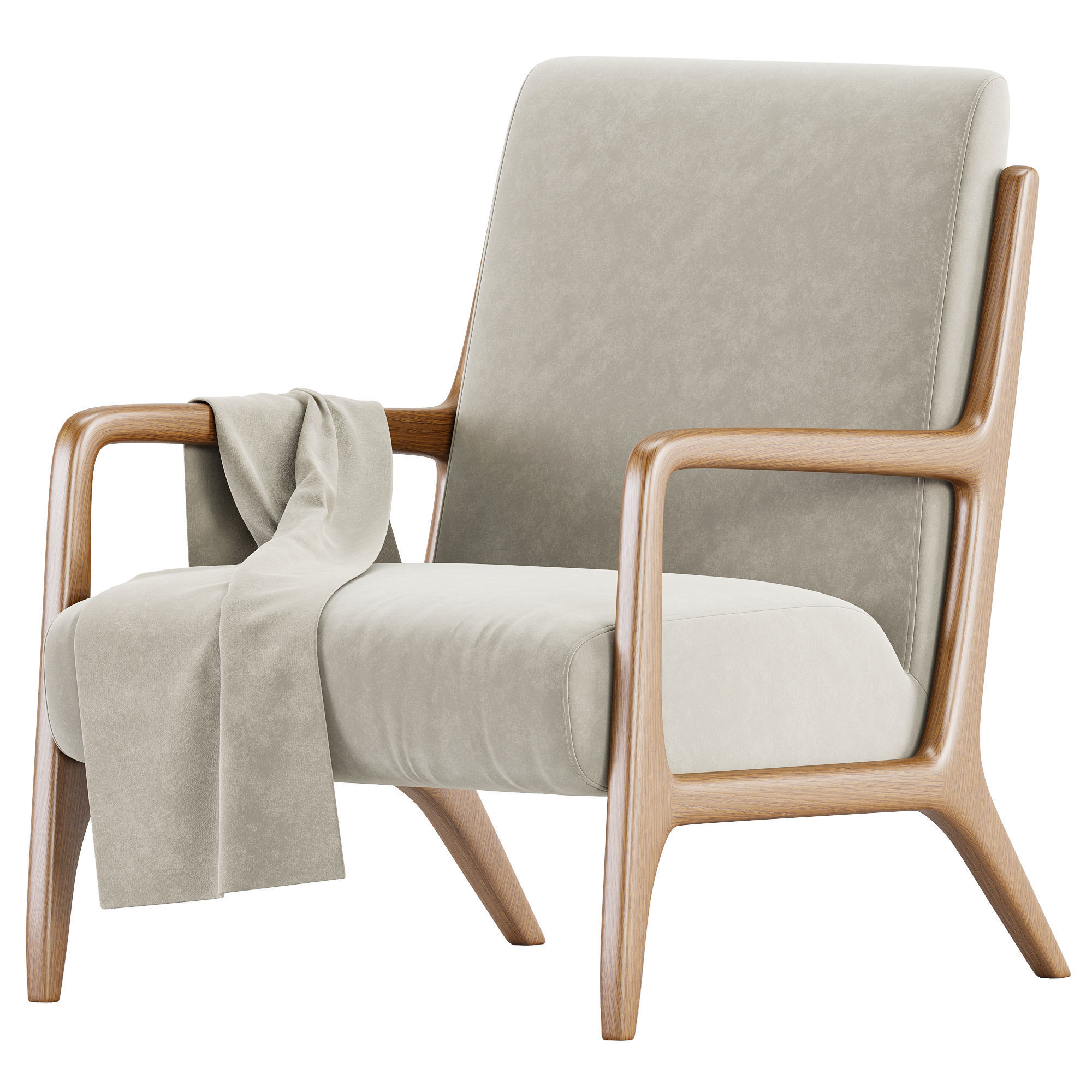 Zara Home The ash wood armchair with linen upholstery 3D model | CGTrader