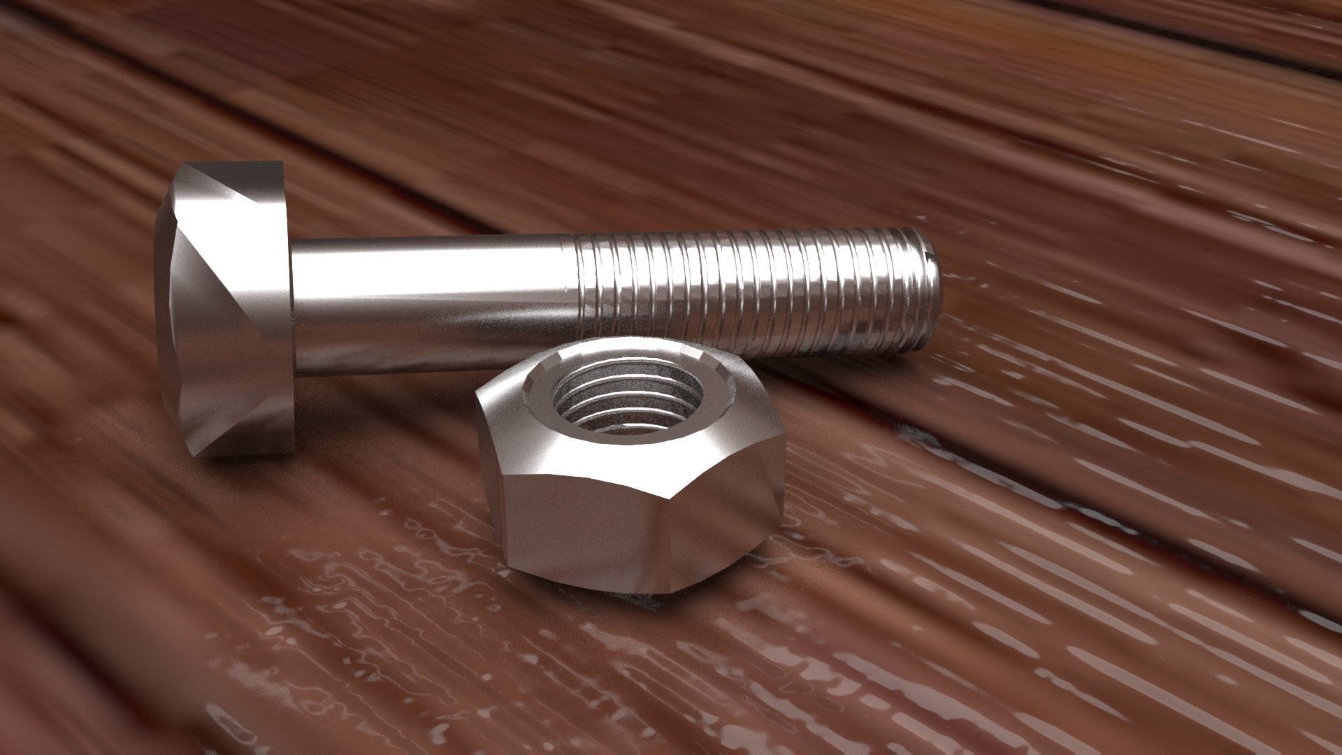 Hex Head and Nut Bolt 3D model | CGTrader