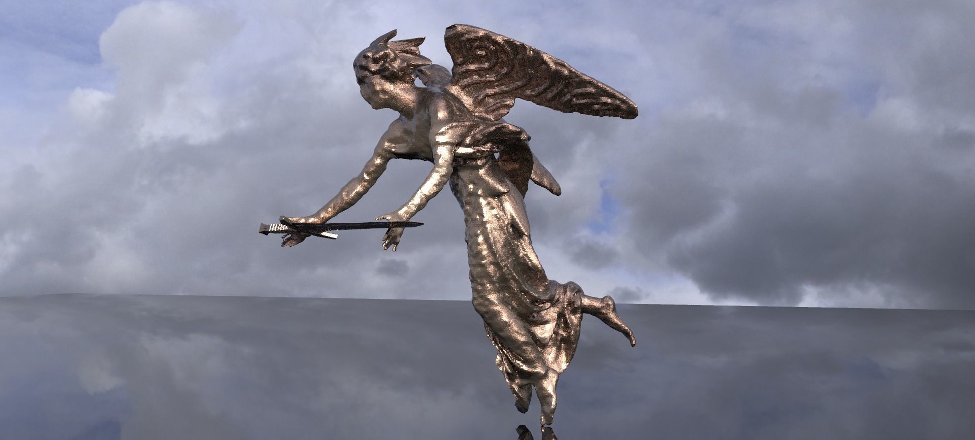 Holy angel holding Sword low poly 3D model | CGTrader