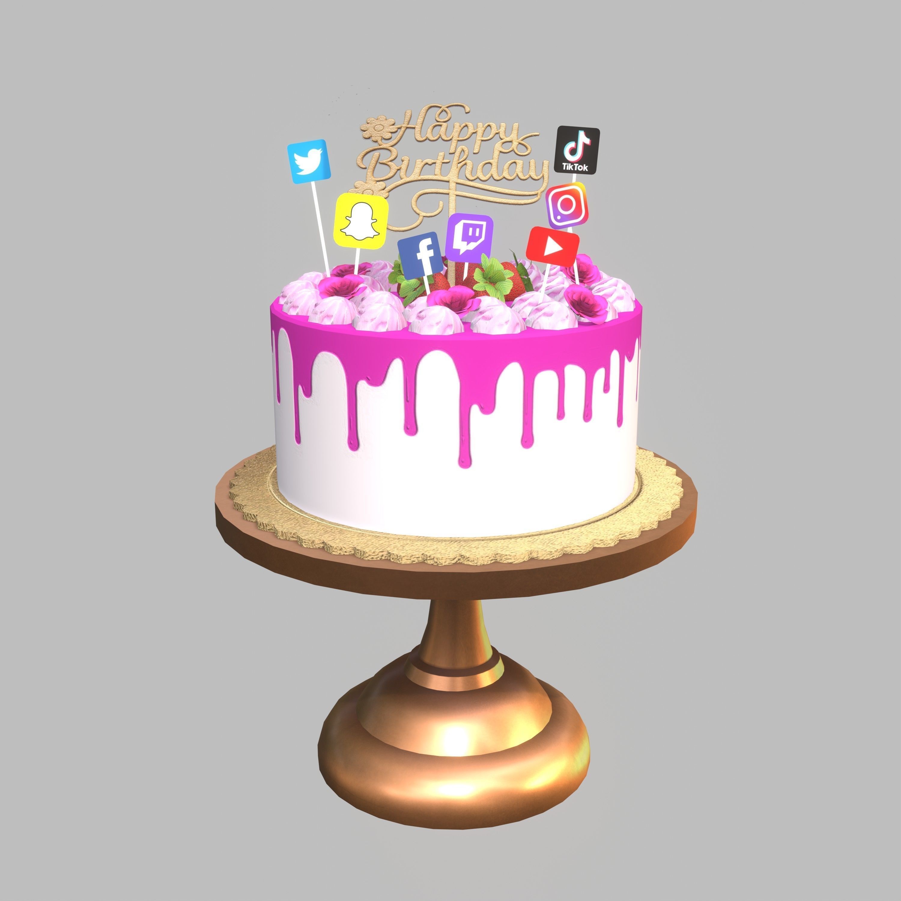 3D model Happy Birthday Cake VR / AR / low-poly | CGTrader