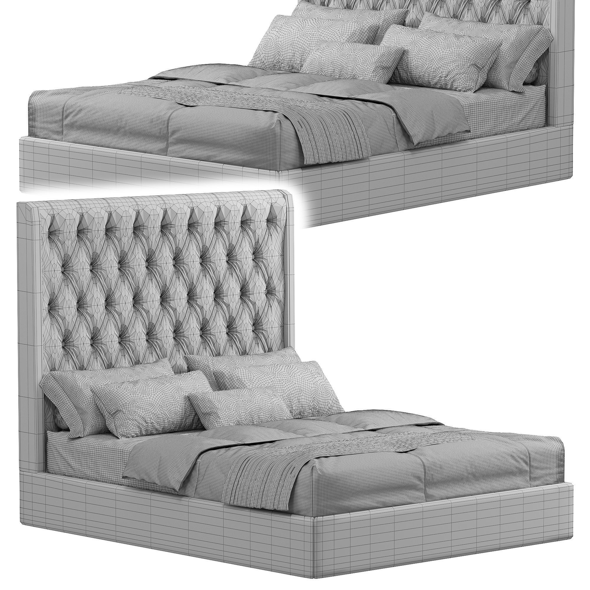 ESMERALDA BED by Vienna light grey 3D model | CGTrader