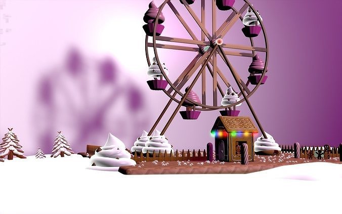 Gingerbread Village big Wheel 3D model | CGTrader
