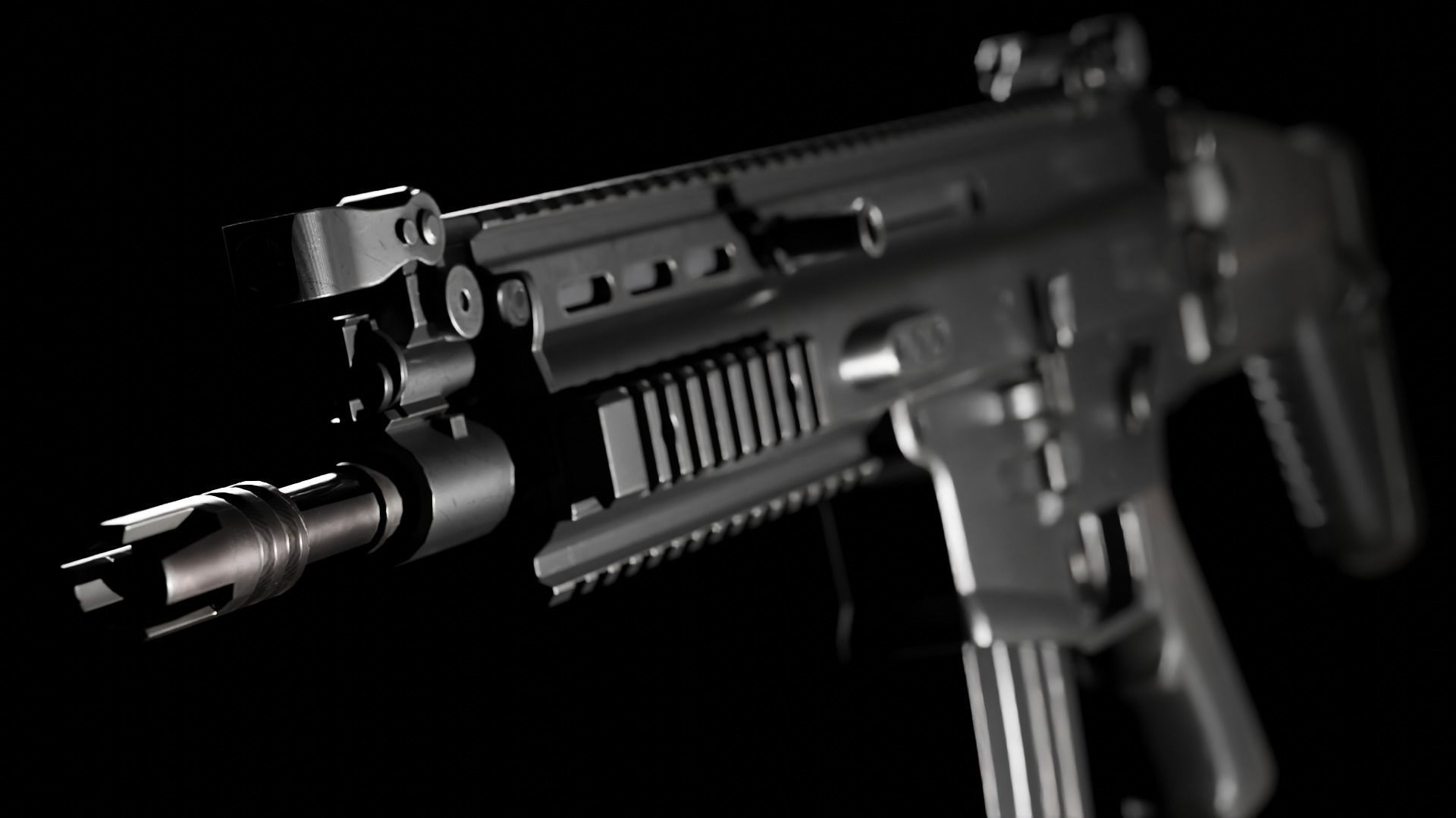 3D model Low Poly FN SCAR Assault Rifle VR / AR / low-poly | CGTrader