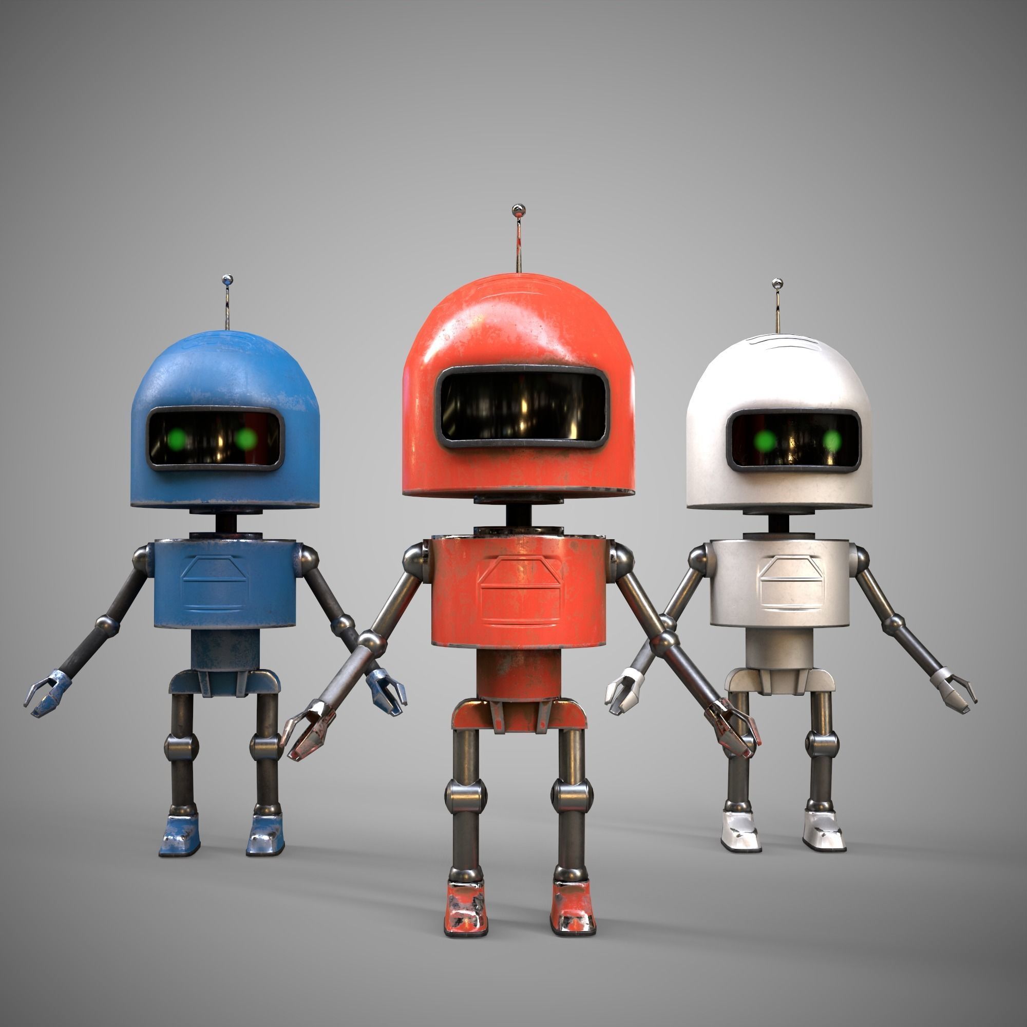 3D model A low-poly 3D modelof a robot of three types VR / AR / low ...