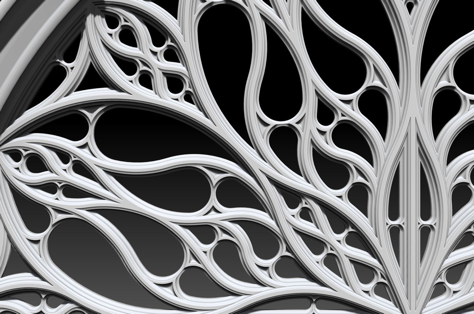 Gothic pattern decorative round window grille model 3D model 3D ...