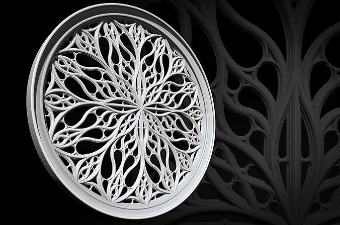 Gothic pattern decorative round window grille model 3D model 3D ...