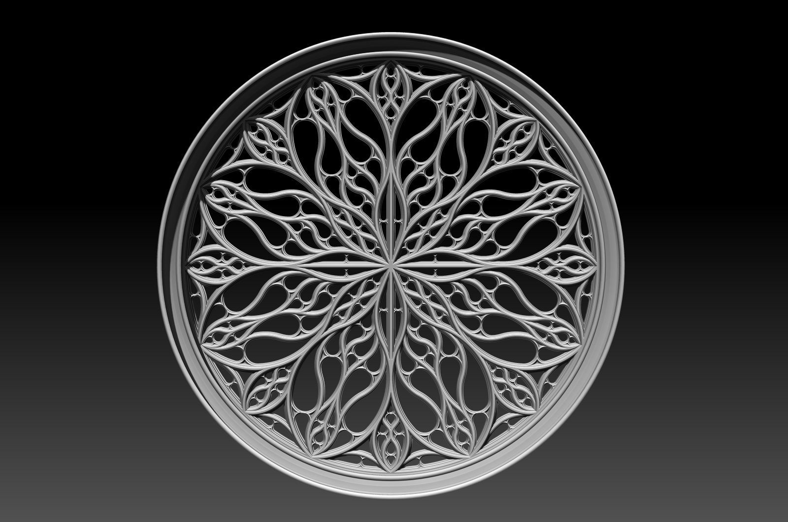 Gothic pattern decorative round window grille model 3D model 3D printable | CGTrader