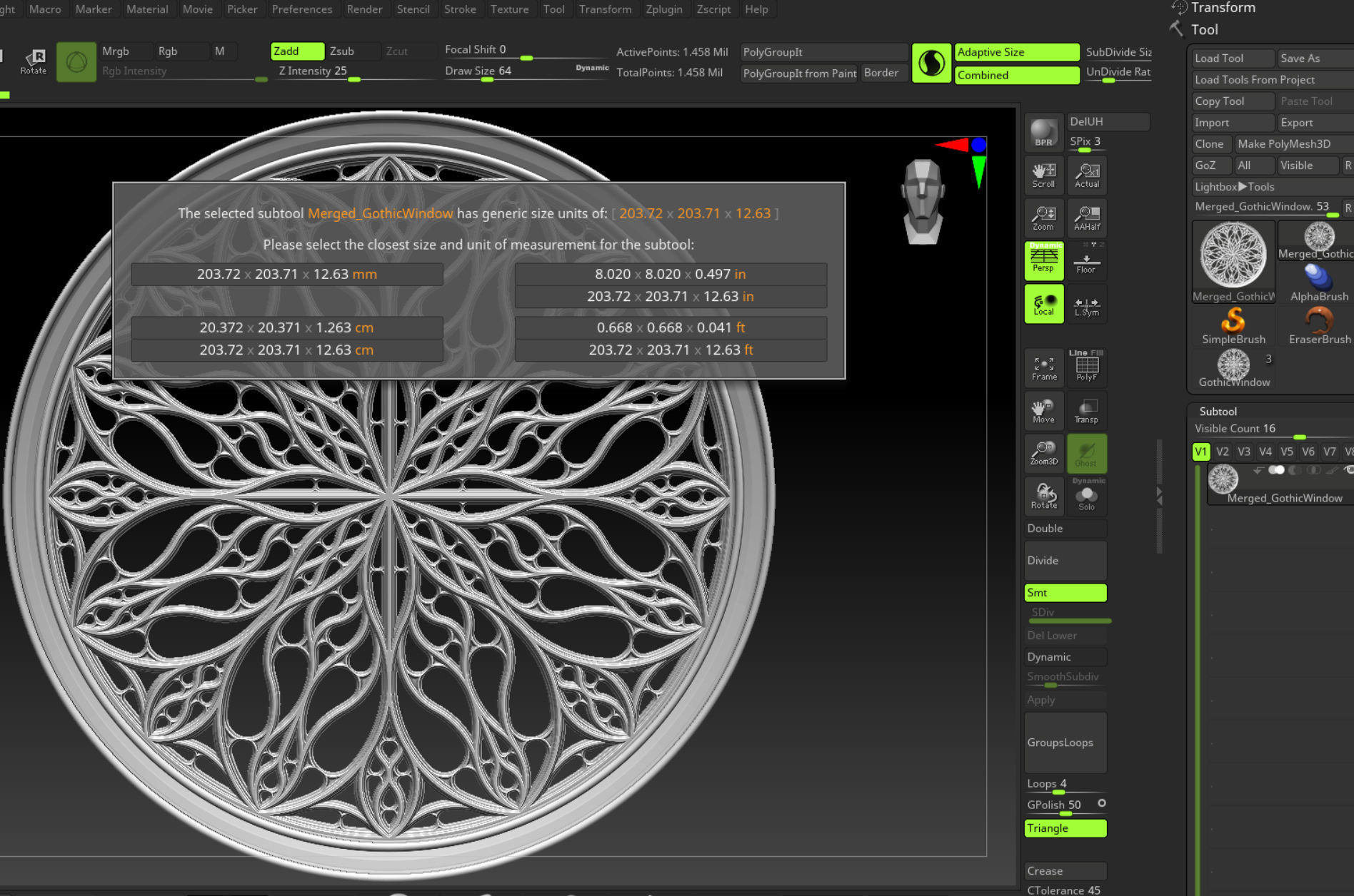 Gothic pattern decorative round window grille model 3D model 3D ...