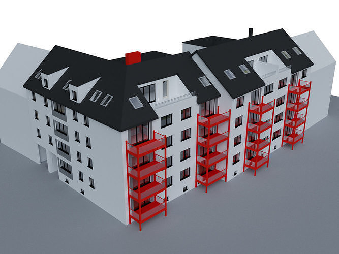 Apartment multi-story Building Low-poly 3D model | CGTrader