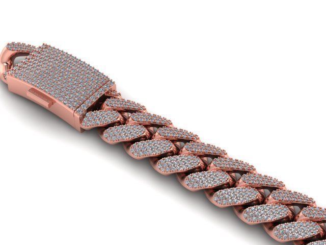 Diamond Cuban Bracelet-chain link 3D model | CGTrader