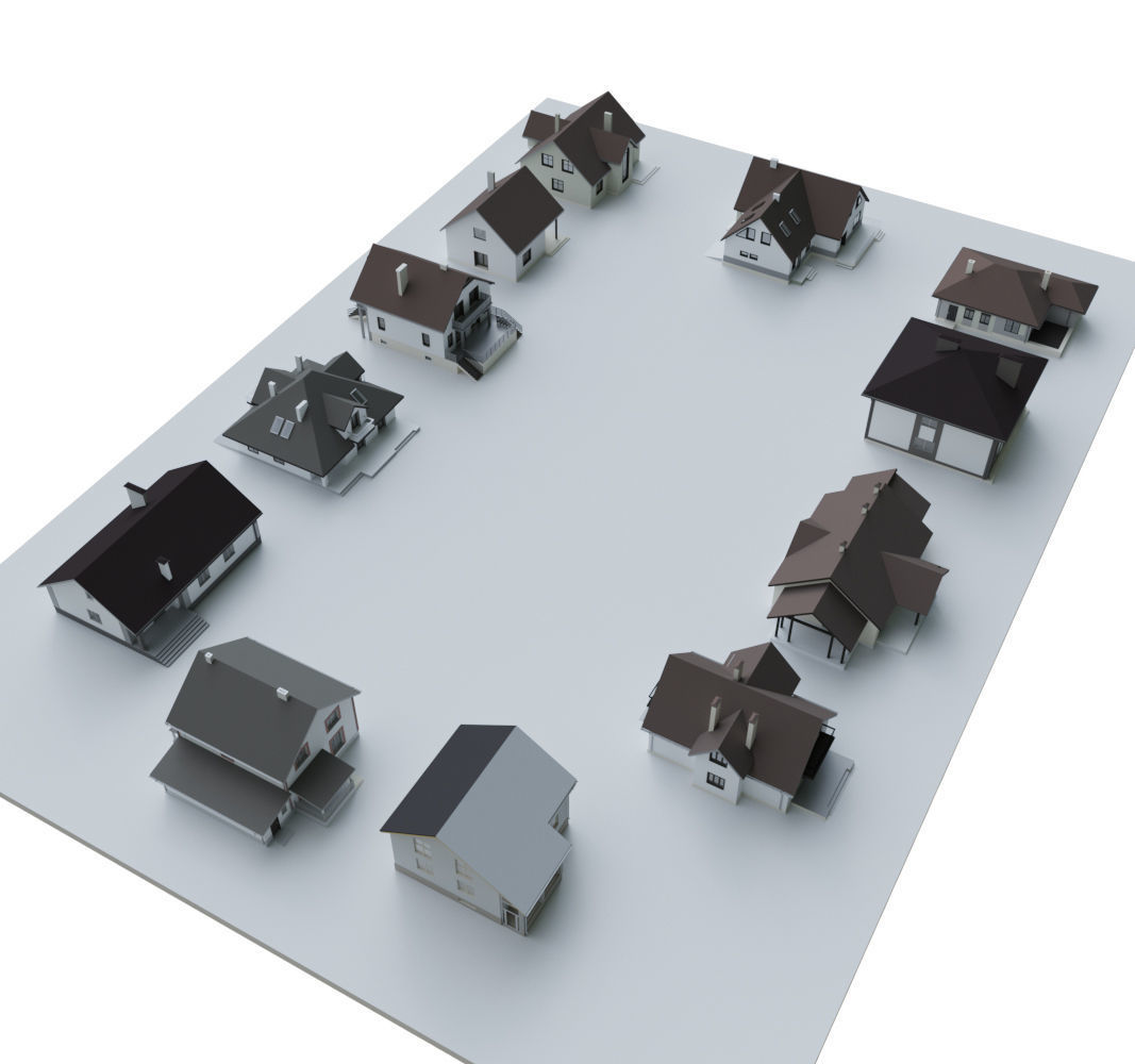 Cottage Houses- 12 Pack Low-poly 3D model | CGTrader