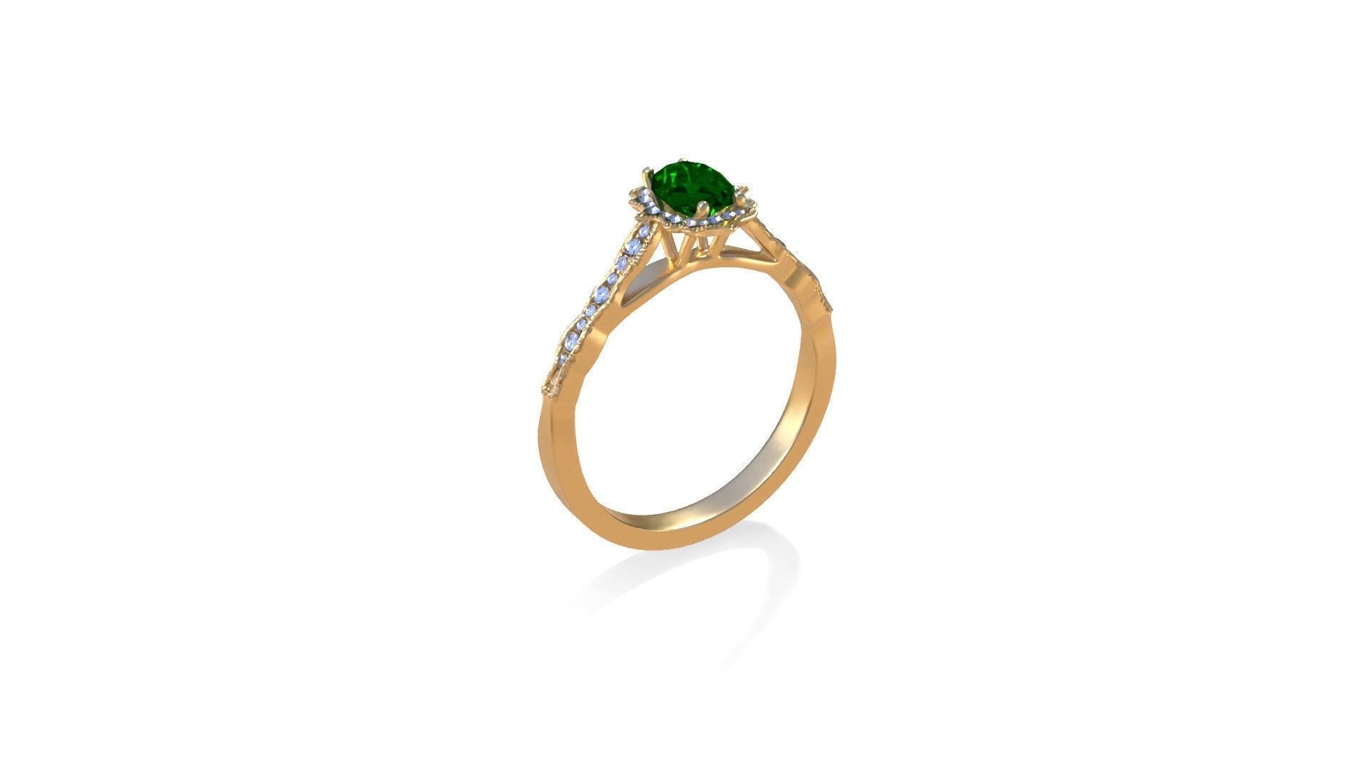 Green diamond gold ring 3D model | CGTrader