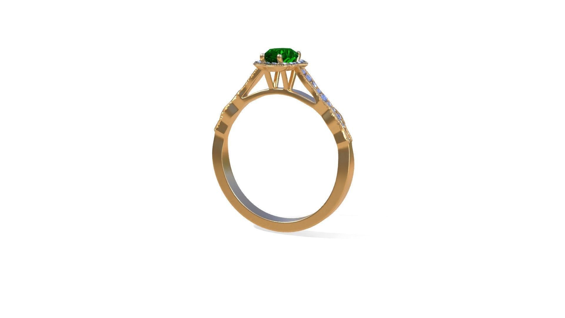 Green diamond gold ring 3D model | CGTrader