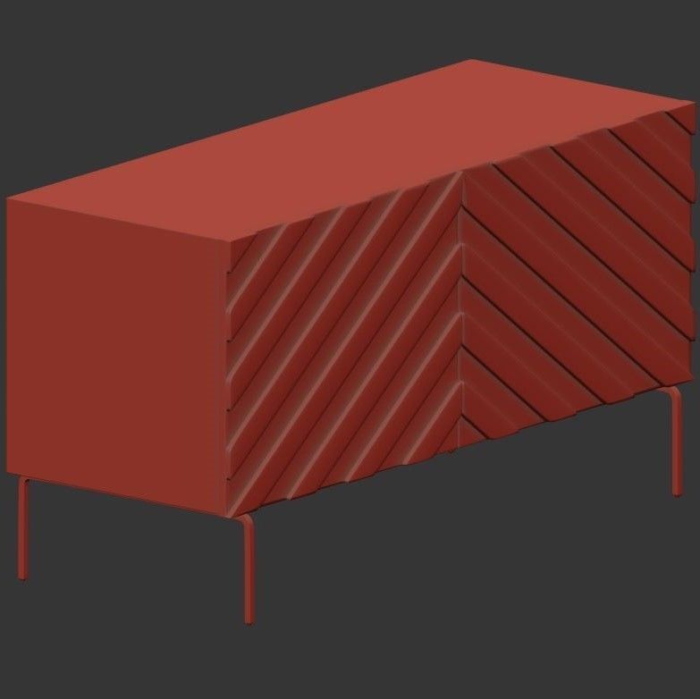 Decorative Chevron Console Walnut 3D model | CGTrader